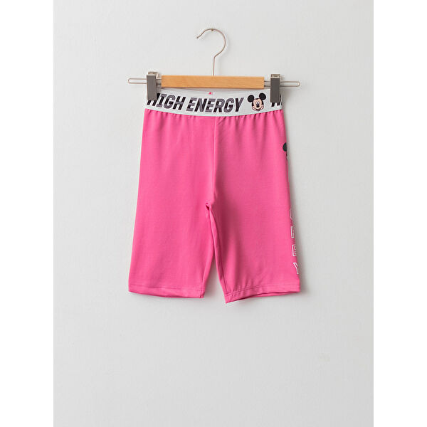 Beli Lastikli Mickey Mouse Baskılı Kız Çocuk Tayt