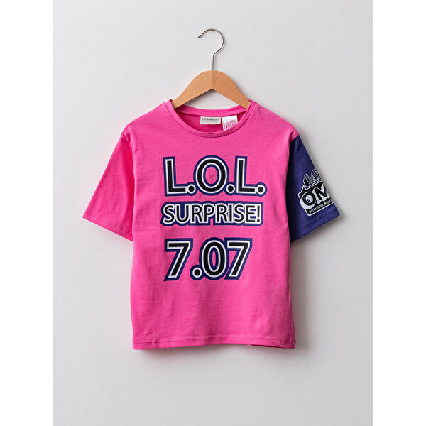Bisiklet Yaka LOL Surprise OMG Lisanslı Kısa Kollu Kız Çocuk Tişört