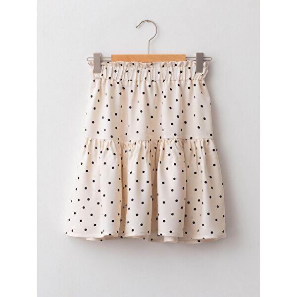 Beli Lastikli Puantiye Desenli Viskon Kız Çocuk Etek