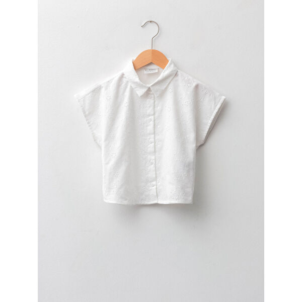 Fisto Detaylı Kısa Kollu Poplin Kız Çocuk Gömlek