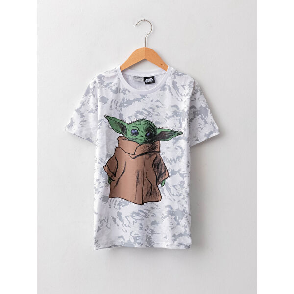 Bisiklet Yaka Star Wars Baskılı Kısa Kollu Pamuklu Erkek Çocuk Tişört