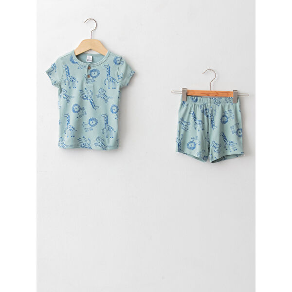 Bisiklet Yaka Kısa Kol Baskılı Erkek Bebek Pijama Takım