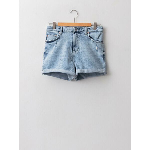 Cep Detaylı Kadın Jean Şort Cep Detaylı Kadın Jean Şort