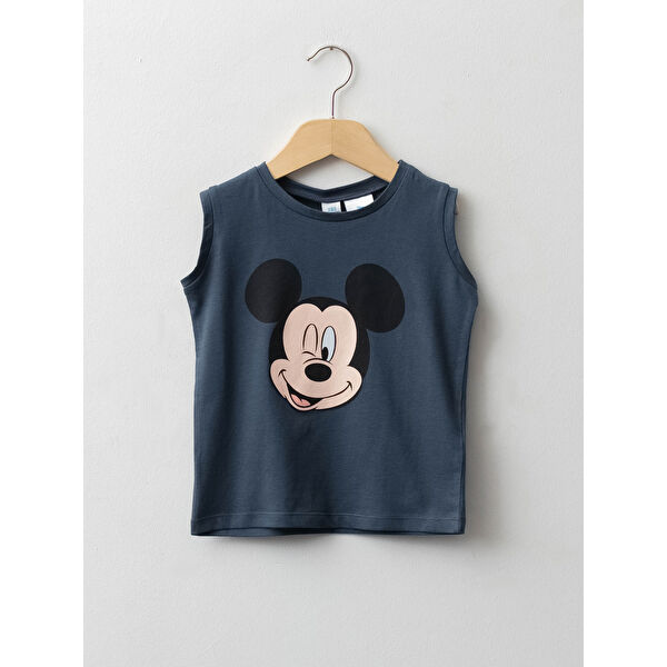 Bisiklet Yaka Mickey Mouse Baskılı Pamuklu Erkek Bebek Atlet Bisiklet Yaka Mickey Mouse Baskılı Pamuklu Erkek Bebek Atlet