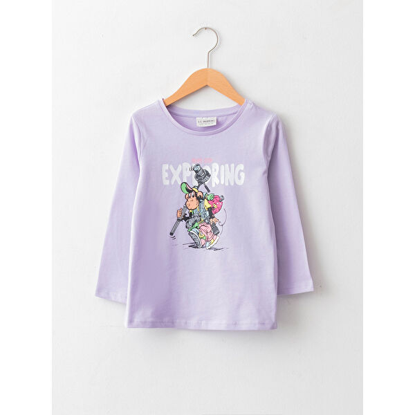 Bisiklet Yaka Nostaljik Maymun Baskılı Uzun Kollu Pamuklu Çocuk Tişört