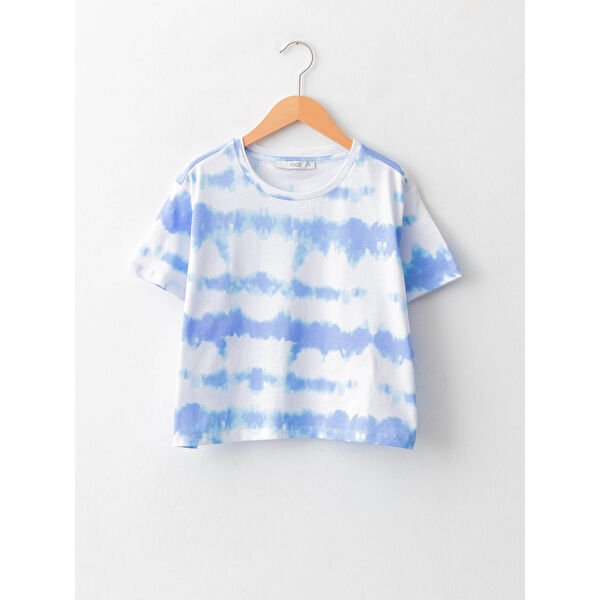 XSIDE Bisiklet Yaka Batik Desenli Kısa Kollu Pamuklu Crop Kadın Tişört XSIDE Bisiklet Yaka Batik Desenli Kısa Kollu Pamuklu Crop Kadın Tişört