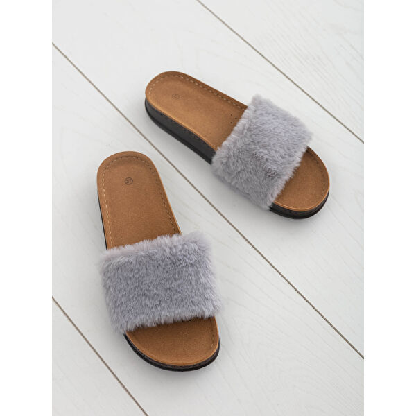 Tek Bantlı Pelüş Kadın Ev Terliği