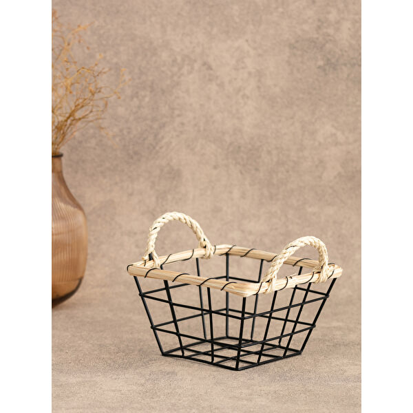 Hasır Detaylı Metal Sepet 16x11x10 Cm Hasır Detaylı Metal Sepet 16x11x10 Cm