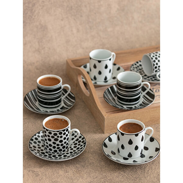 Desenli Porselen Fincan Takımı 6'lı 90 Ml