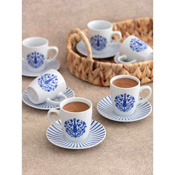 Desenli Porselen Fincan 6'lı