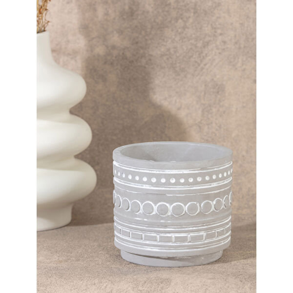 Geometrik Desenli Dekoratif Saksı 13x13x12 Cm