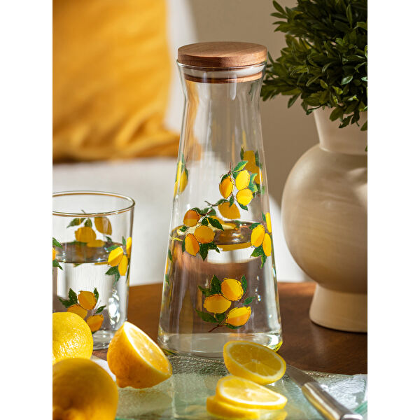 Limon Baskılı Cam Sürahi 1150 Ml Limon Baskılı Cam Sürahi 1150 Ml