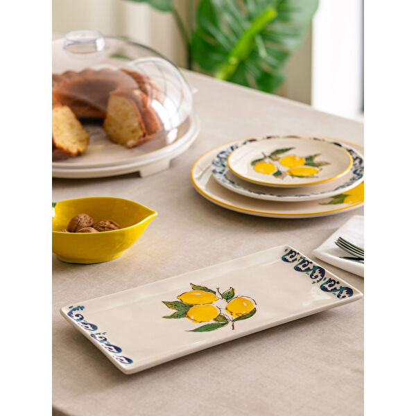 Limon Baskılı Seramik Tabak 29x19 Cm