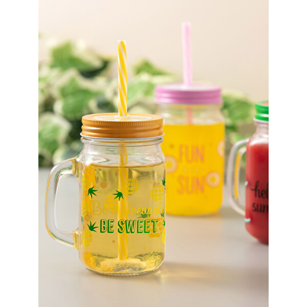 Pipetli Kapaklı Cam Bardak 450 Ml