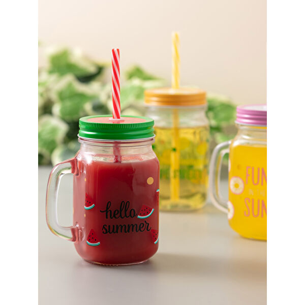 Pipetli Kapaklı Cam Bardak 450 Ml