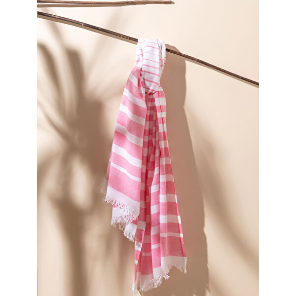 Renk Bloklu Püsküllü Peştamal Plaj Havlusu 90x165 Cm