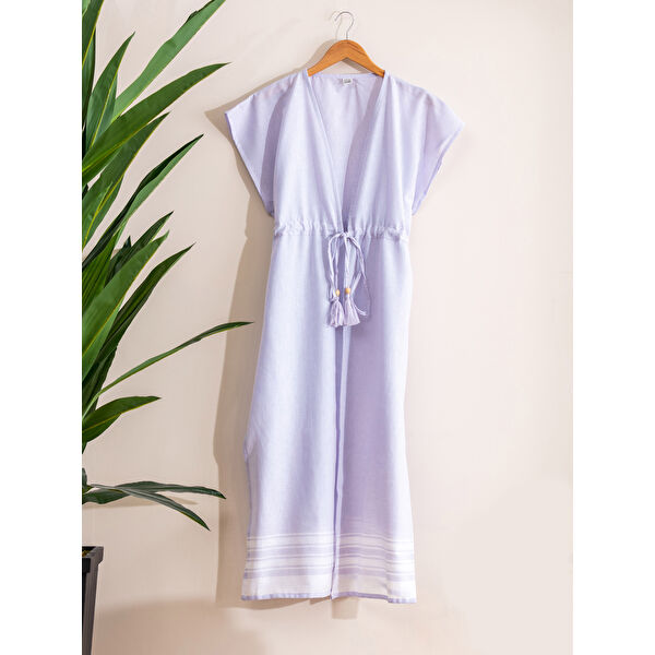 Kayık Yaka Kısa Kollu Kadın Bornoz