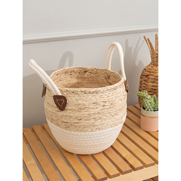 Renk Bloklu Hasır Sepet 23x23x22 Cm Renk Bloklu Hasır Sepet 23x23x22 Cm