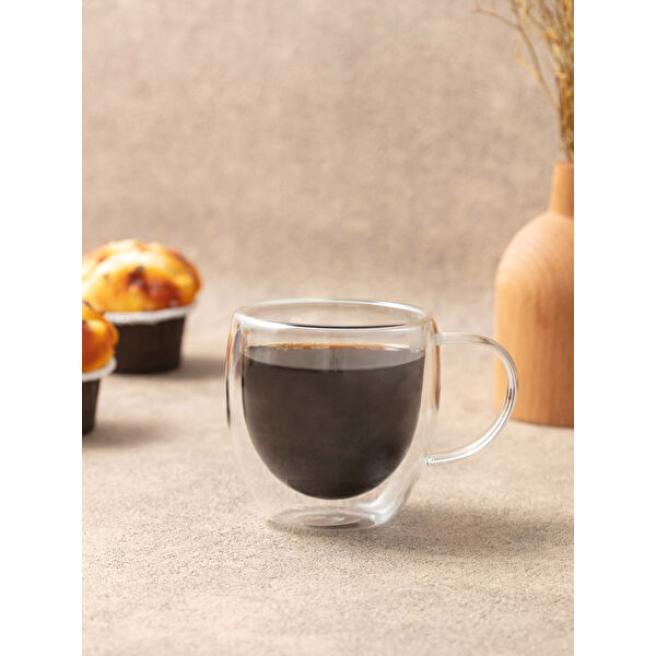 Çift Cidarlı Cam Kupa Bardak 250 Ml