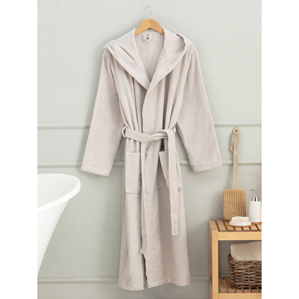 Düz Uzun Kapüşonlu Erkek Bornoz