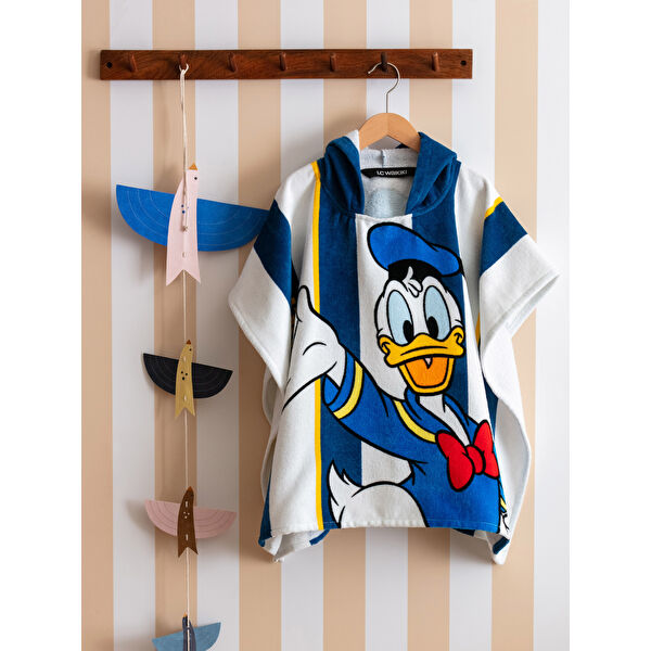 Donald Duck Lisanslı Kapüşonlu Erkek Çocuk Pamuklu Plaj Havlusu Donald Duck Lisanslı Kapüşonlu Erkek Çocuk Pamuklu Plaj Havlusu