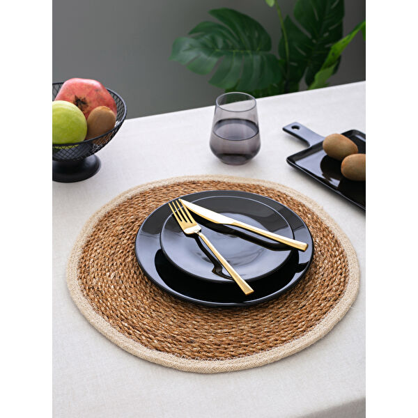 Yuvarlak Renk Bloklu Hasır Amerikan Servis 40x40 Cm Yuvarlak Renk Bloklu Hasır Amerikan Servis 40x40 Cm