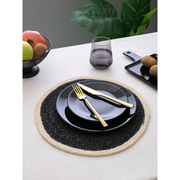 Yuvarlak Renk Bloklu Hasır Amerikan Servis 35x35 Cm Yuvarlak Renk Bloklu Hasır Amerikan Servis 35x35 Cm