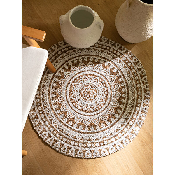 Etnik Desenli Yuvarlak Halı 90x90 Cm Etnik Desenli Yuvarlak Halı 90x90 Cm
