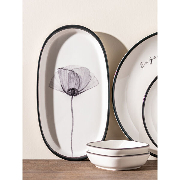 Çiçek Baskılı Seramik Kayık Tabak 19 Cm Çiçek Baskılı Seramik Kayık Tabak 19 Cm