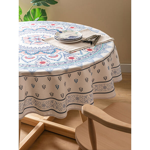 Etnik Desenli Yuvarlak Masa Örtüsü 150x150 Cm Etnik Desenli Yuvarlak Masa Örtüsü 150x150 Cm