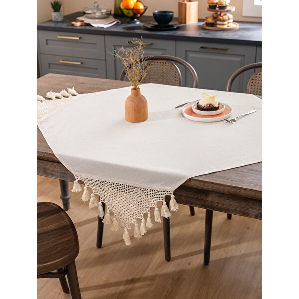 Püsküllü Düz Masa Örtüsü 90x90 Cm