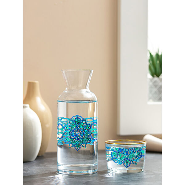 Baskılı Bardak Kapaklı Cam Karaf Sürahi 700 Ml Baskılı Bardak Kapaklı Cam Karaf Sürahi 700 Ml