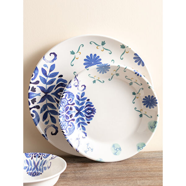 Desenli Seramik Çukur Tabak 20 Cm