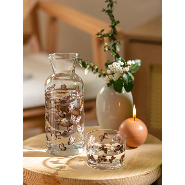 Baskılı Bardak Kapaklı Cam Karaf Sürahi 850 Ml Baskılı Bardak Kapaklı Cam Karaf Sürahi 850 Ml