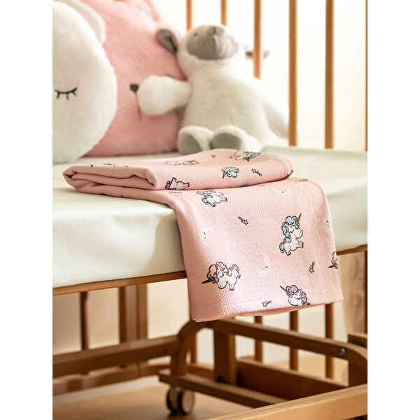 Unicorn Desenli Pamuklu Kız Bebek Pike Unicorn Desenli Pamuklu Kız Bebek Pike