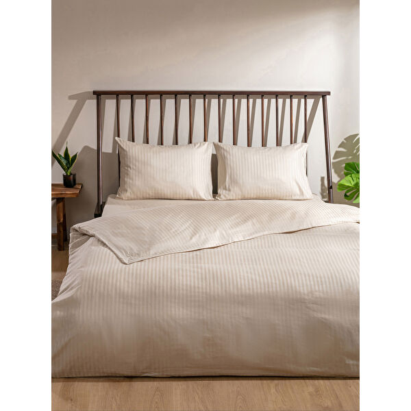 Çift Kişilik Çizgili Pamuklu Nevresim Takımı