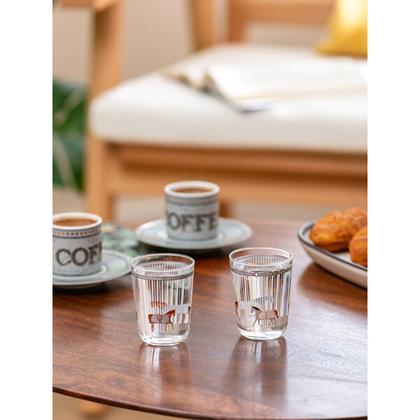 Baskılı Kahve Yanı Bardağı 6'lı
