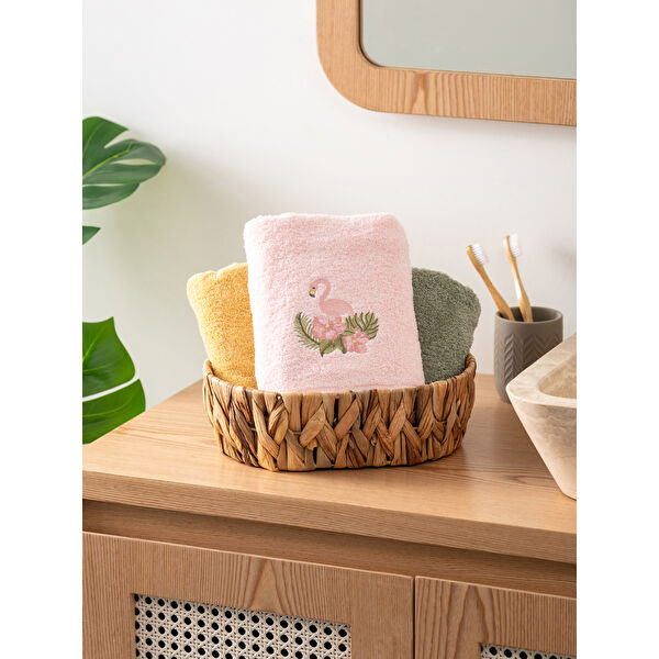 Flamingo Nakışlı Pamuklu Yüz Havlusu 50x80 Cm