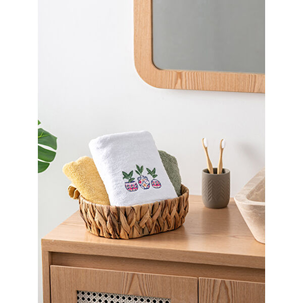 Nakışlı Pamuklu Yüz Havlusu 50x80 Cm