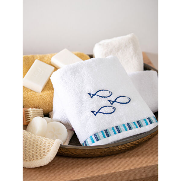 Nakışlı Pamuklu Yüz Havlusu 50x80 Cm