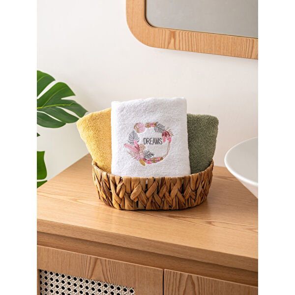 Çiçek Nakışlı Pamuklu Yüz Havlusu 50x80 Cm