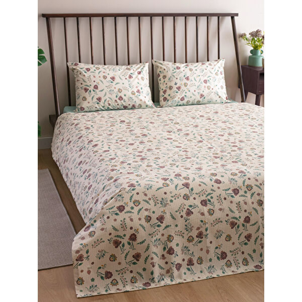 Çiçek Desenli Pamuklu Çift Kişilik Pike Takımı