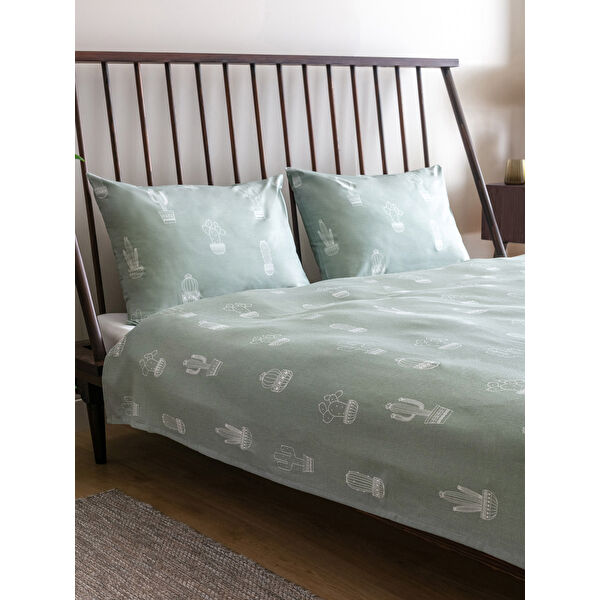 Kaktüs Desenli Pamuklu Çift Kişilik Pike Seti Kaktüs Desenli Pamuklu Çift Kişilik Pike Seti