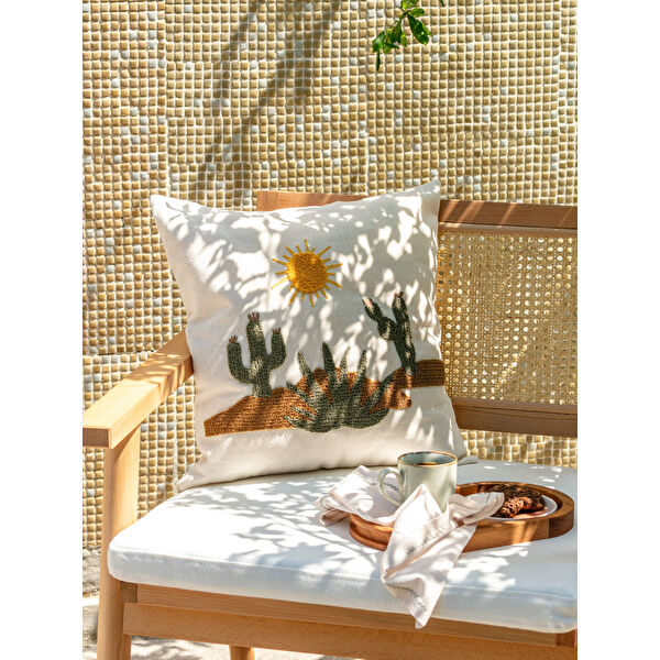 Kaktüs Nakışlı Kırlent Kılıfı 45x45 Cm Kaktüs Nakışlı Kırlent Kılıfı 45x45 Cm