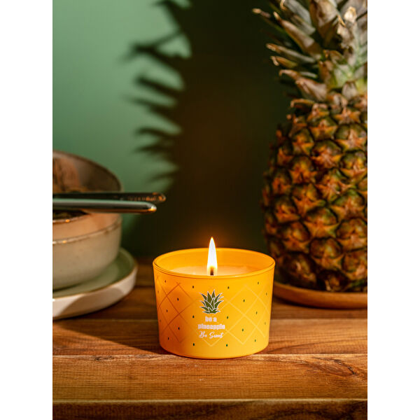 Ananas Baskılı Dekoratif Bardak Mum Ananas Baskılı Dekoratif Bardak Mum