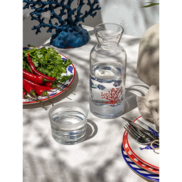 Baskılı Bardak Kapaklı Cam Karaf Sürahi 700 Ml Baskılı Bardak Kapaklı Cam Karaf Sürahi 700 Ml