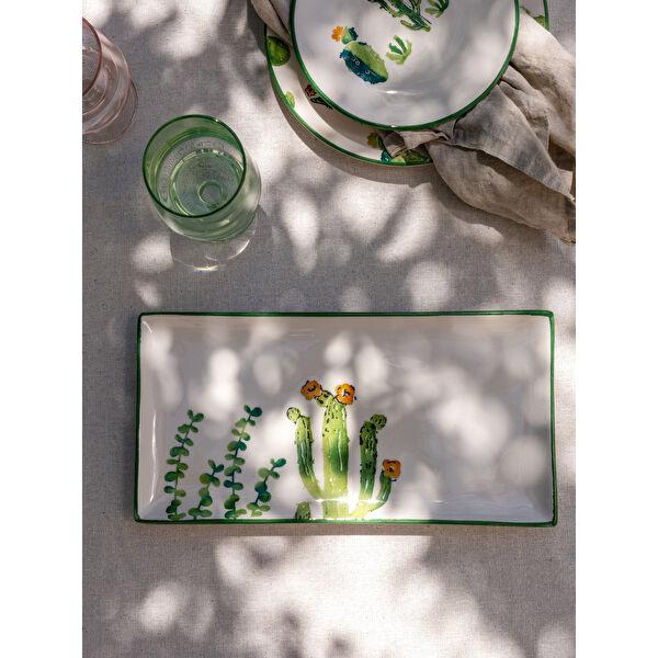 Kaktüs Baskılı Seramik Tabak 29x15 Cm Kaktüs Baskılı Seramik Tabak 29x15 Cm