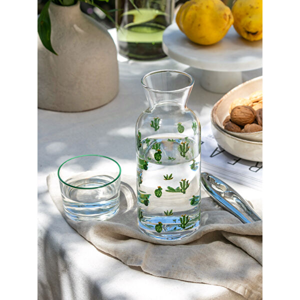 Kaktüs Baskılı Bardak Kapaklı Cam Karaf Sürahi 700 Ml Kaktüs Baskılı Bardak Kapaklı Cam Karaf Sürahi 700 Ml