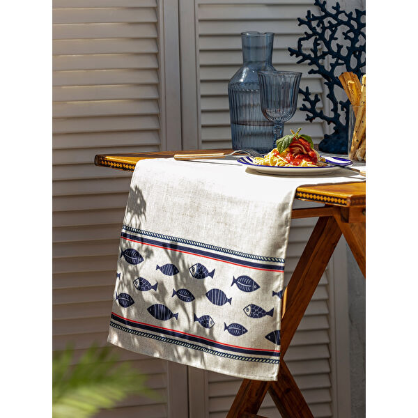 Balık Baskılı Runner 45x135 Cm