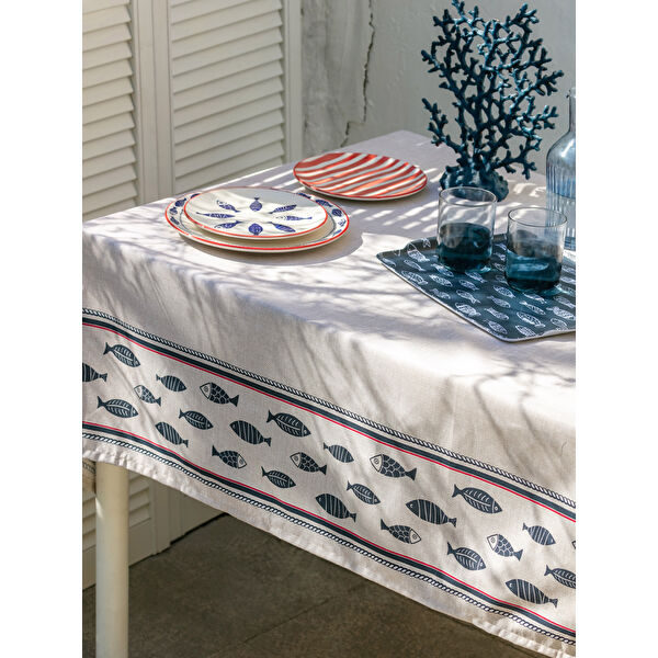 Balık Baskılı Masa Örtüsü 150x200 Cm